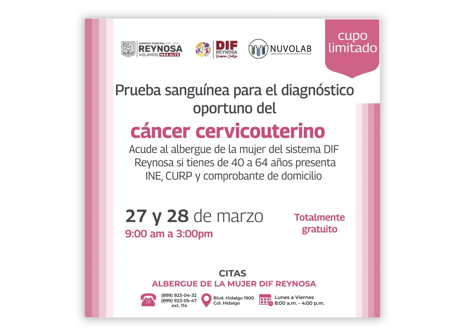 Invita DIF Reynosa a participar en campaña de prevención de Cáncer Cervicouterino – DIF Reynosa ...